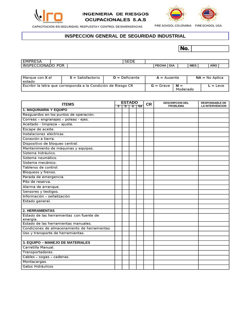 Formato de Inspeccion de Seguridad General | PDF