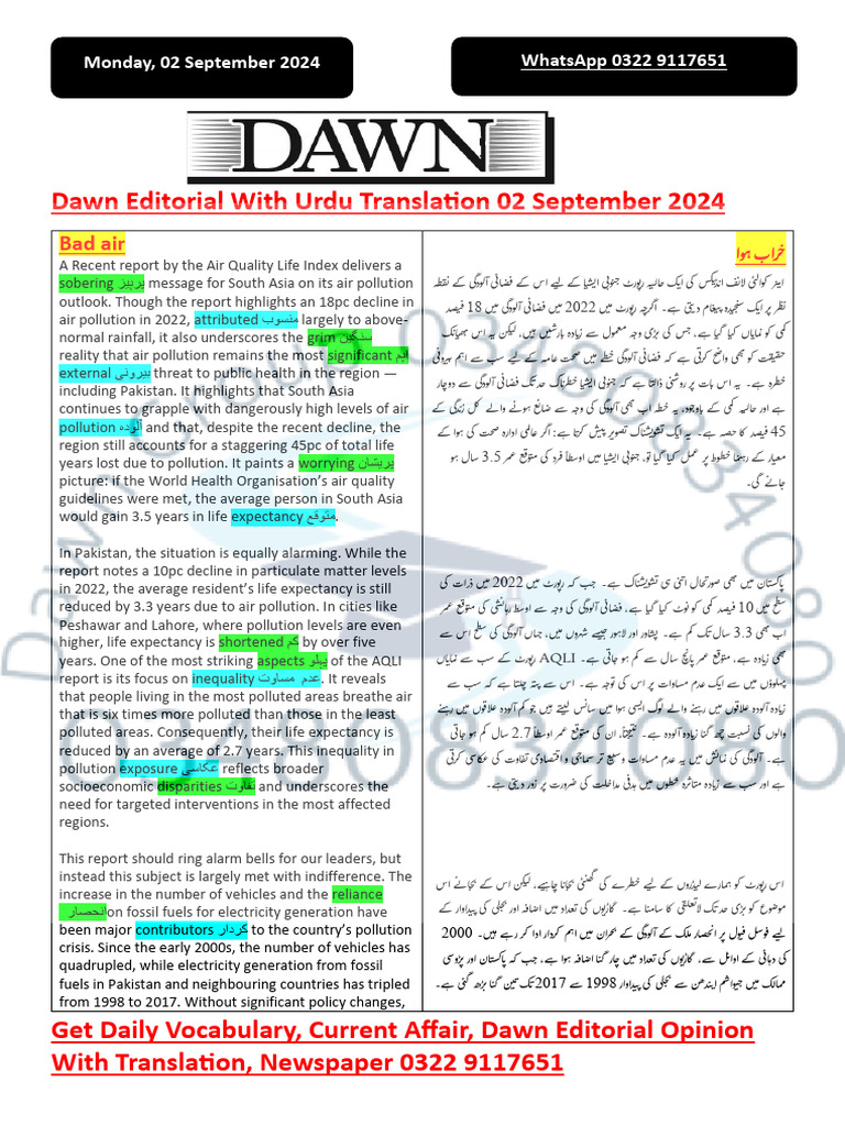 02 September Dawn Editorial | PDF