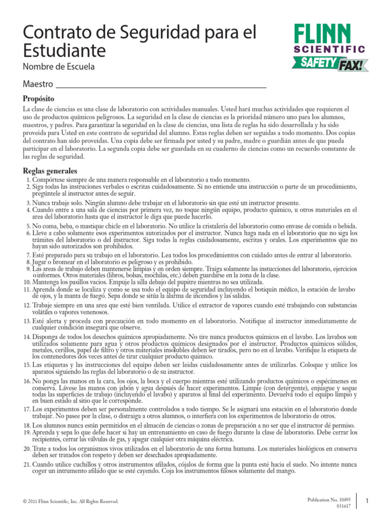 Spanish Lab Safety Contract | PDF | Laboratorios | Lentes