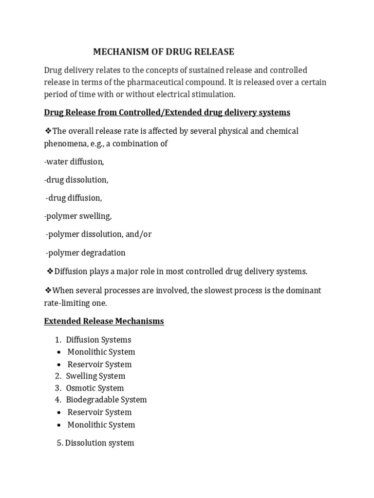 Mechanism of Drug Release | PDF | Polymers | Diffusion