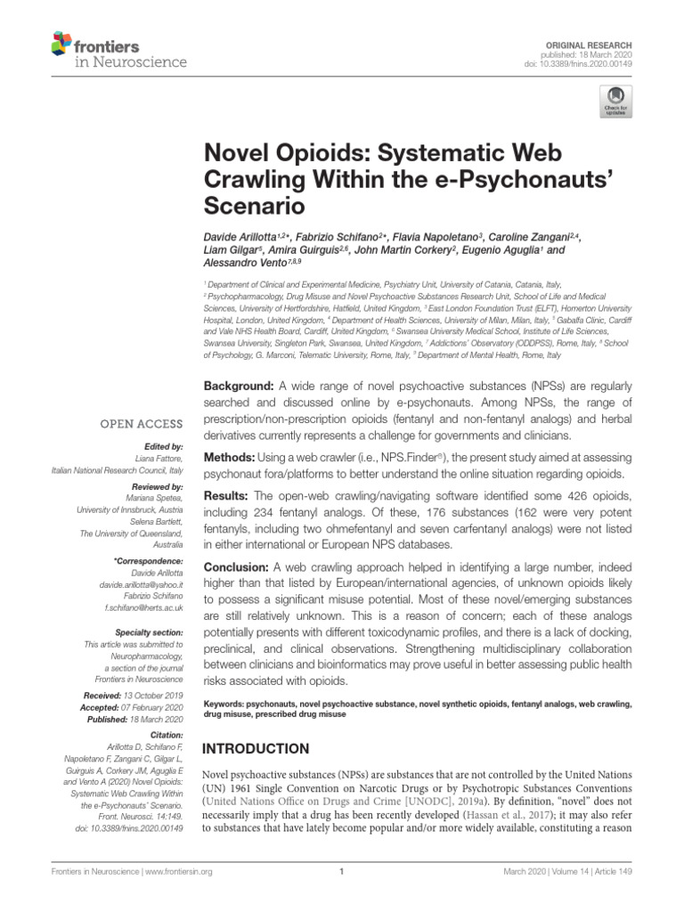 Novel Opioids Systematic Web Crawling Wi | PDF | Opioid | Psychoactive ...