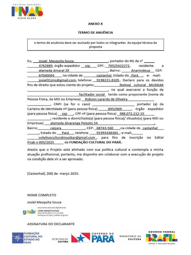 Anexo x Termo de Anue Ncia Criac a o 2 Assinado 2 | PDF
