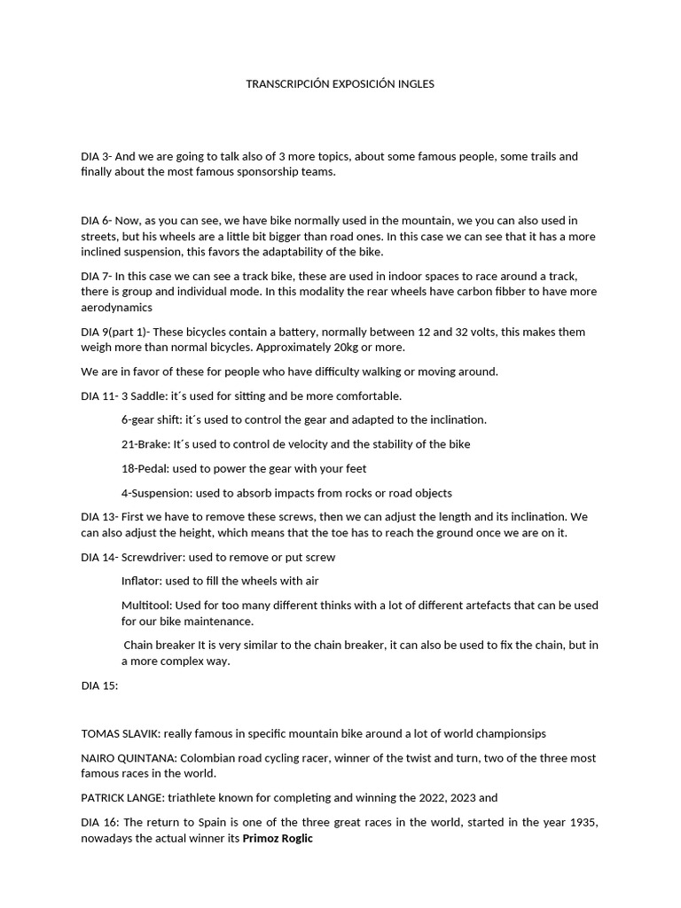 TRANSCRIPCIÓN EXPOSICIÓN INGLES | PDF