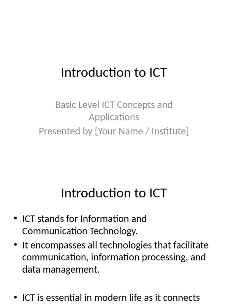 Introduction to Basic ICT Concepts | PDF