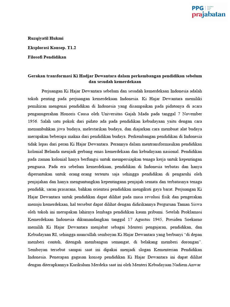 Filosofi Pendidikan T1. 2 Eksplorasi Konsep | PDF