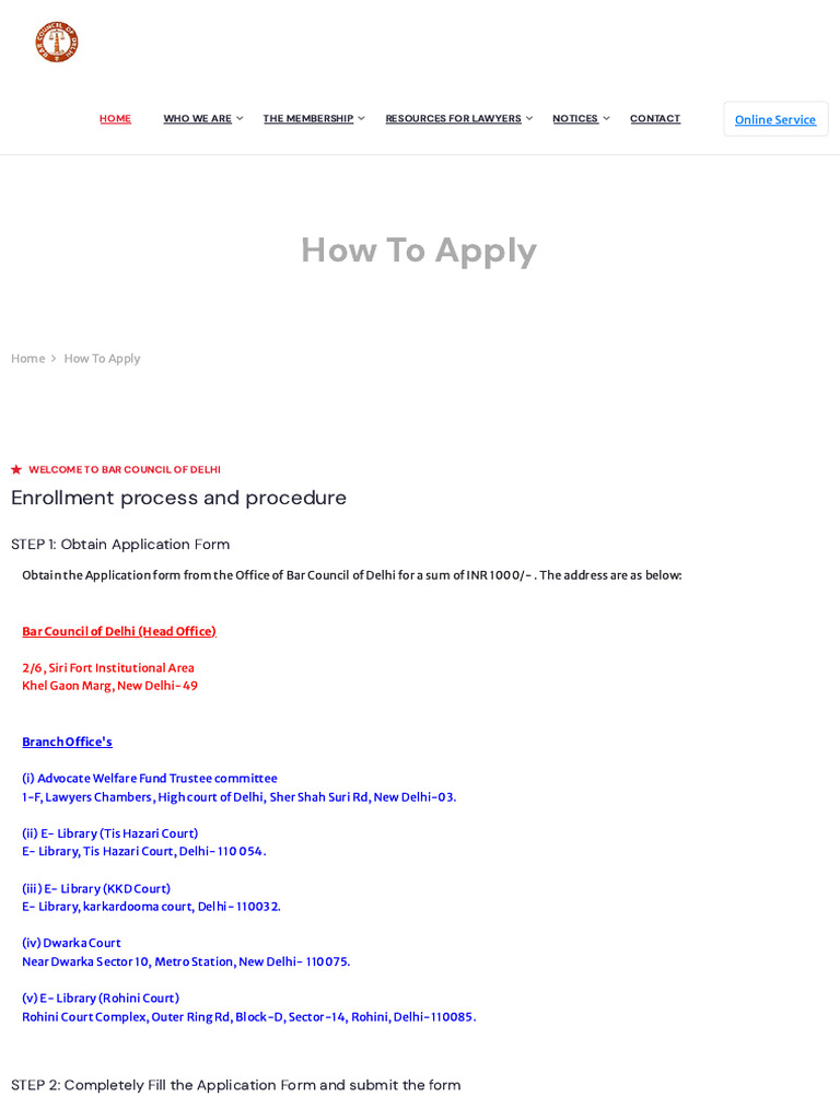Enrolment Process - Delhi Bar Council | PDF | Advocate | Government