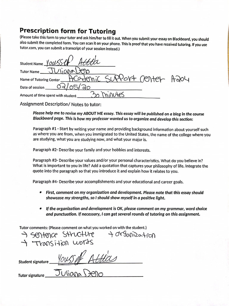 Proof of Tutoring | PDF