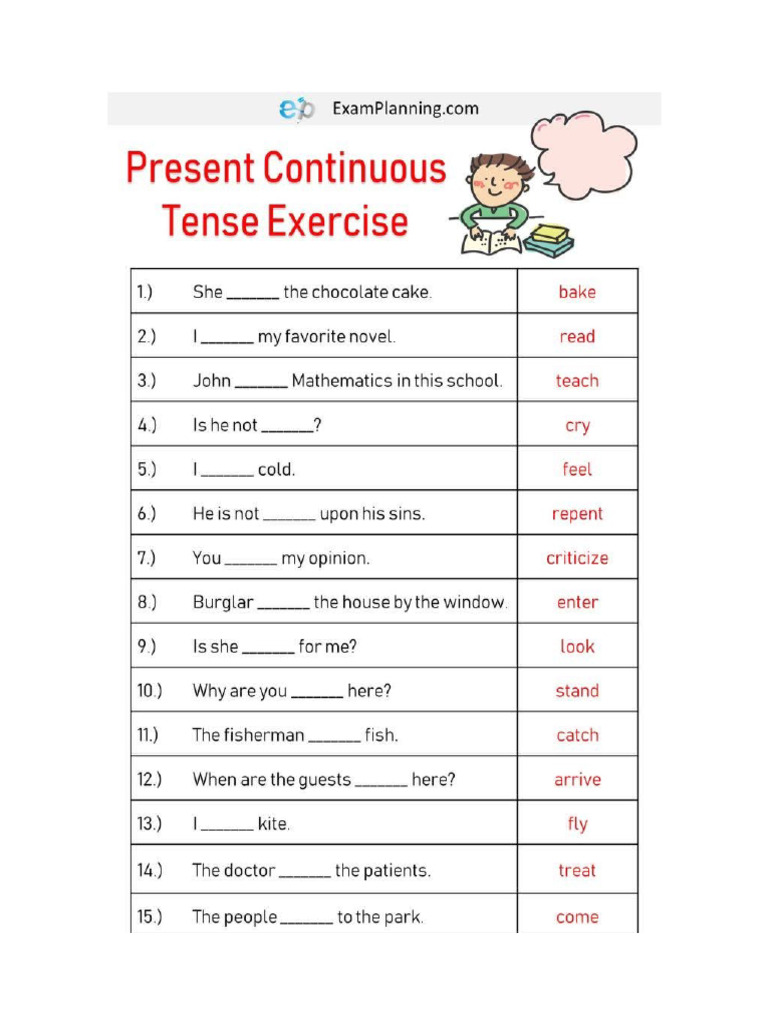 Present Continous Worksheet Pdf 1486