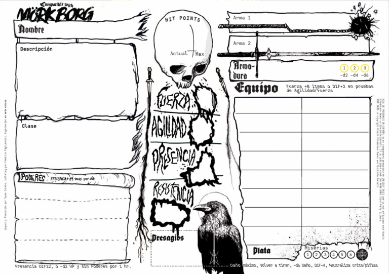MB - Character Sheet Printer Friendly - ES | PDF