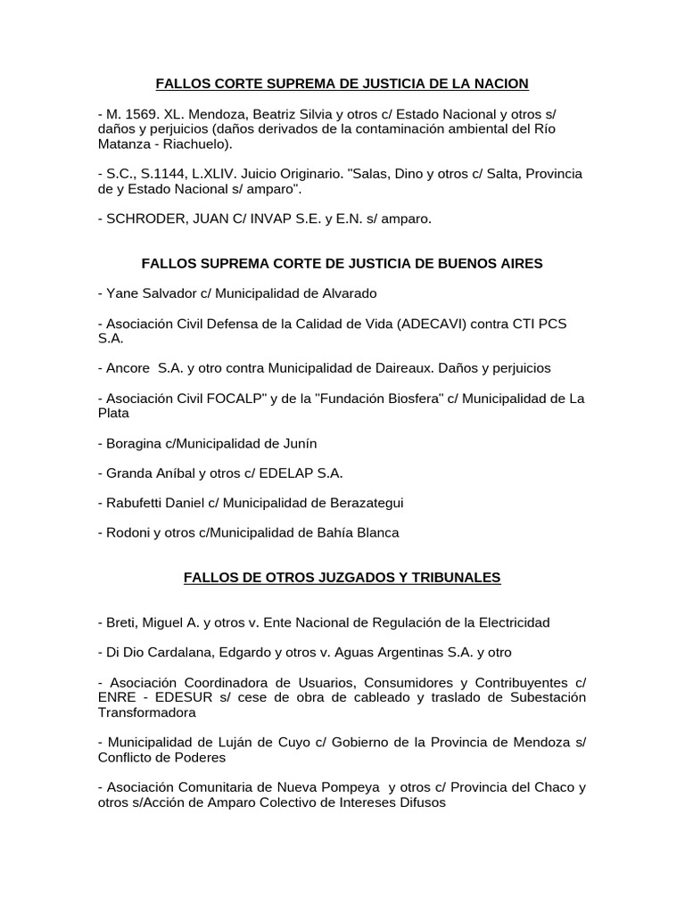 Índice de Fallos | PDF | Argentina