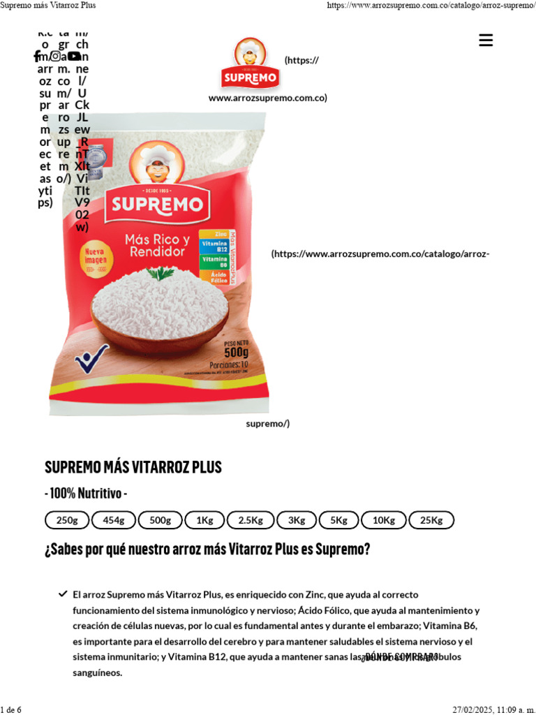 Supremo más Vitarroz Plus_250310_104809 | PDF | Alimentos | Nutrición