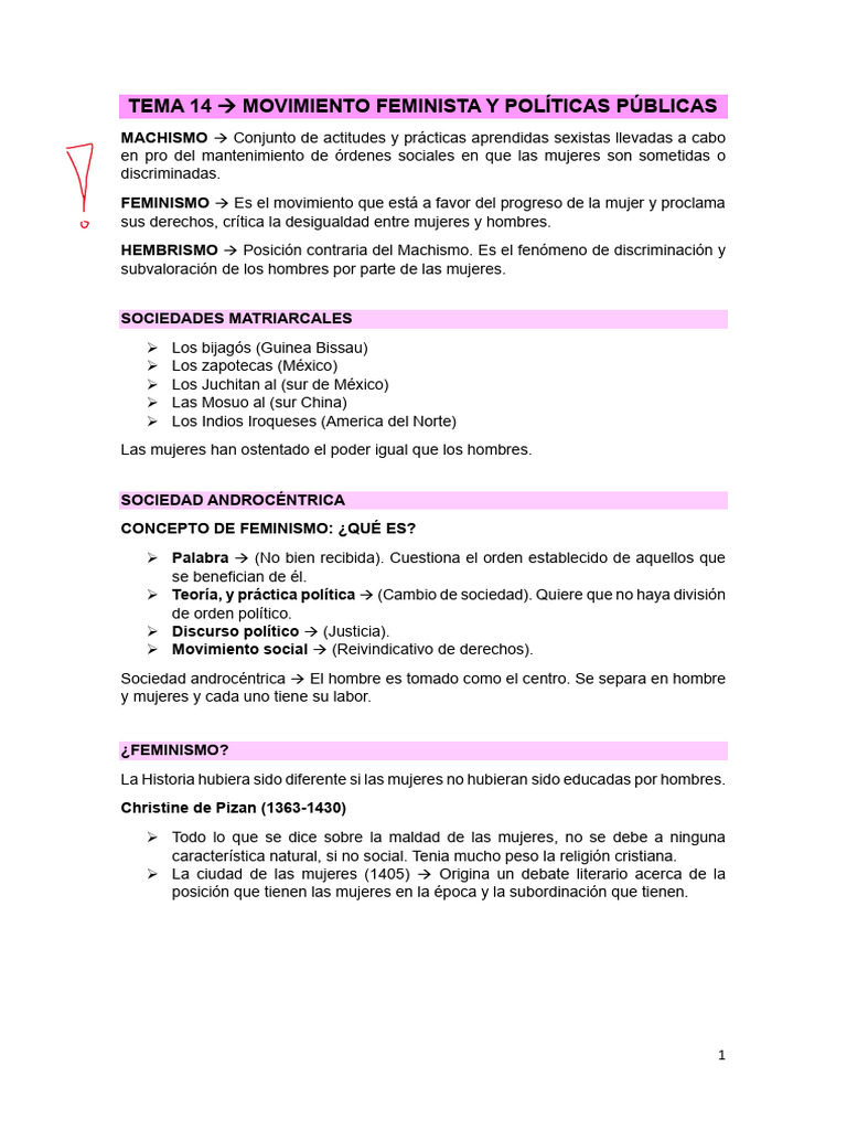 Tema 14 | PDF | Estudios de género | Feminismo