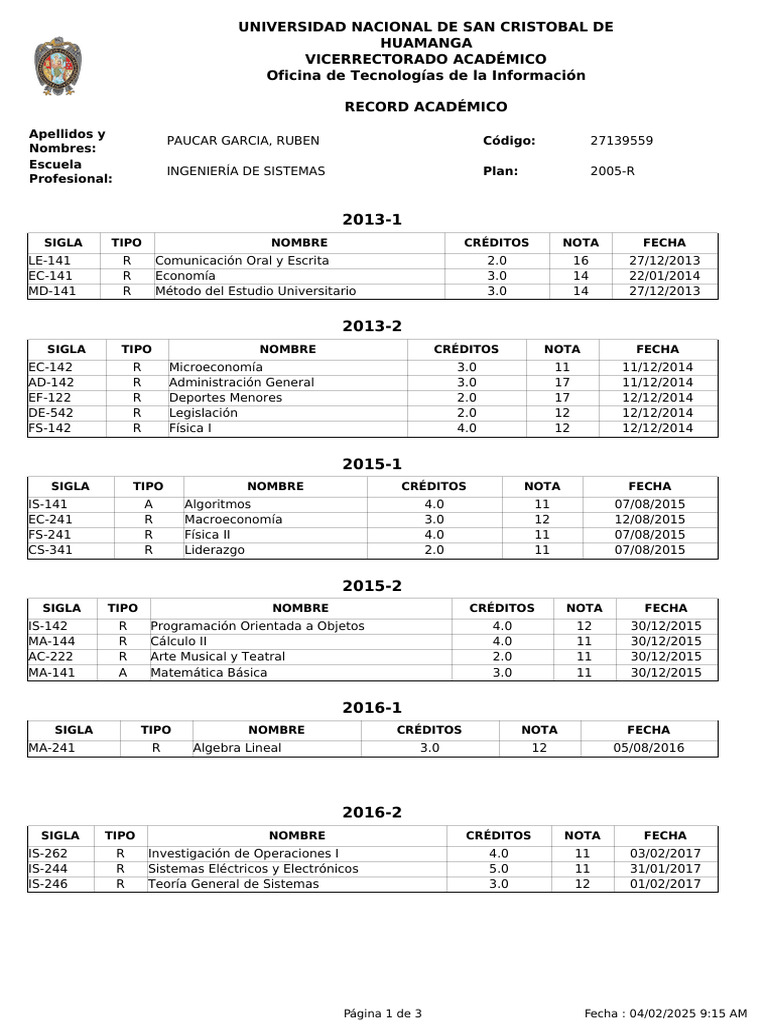 Reporte de Notas | PDF | Informática