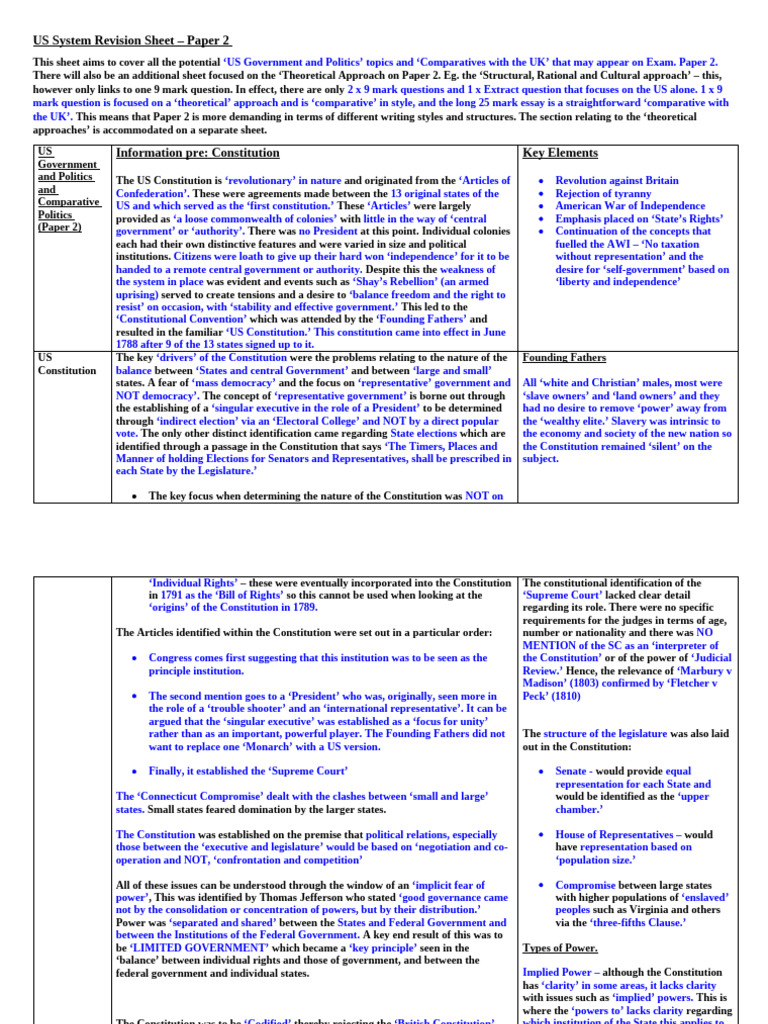 US System Revision Paper 2 Final 2023 | PDF | United States Congress ...