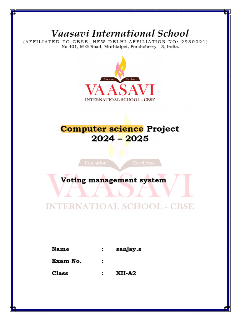 Voting Management System Project Report | PDF