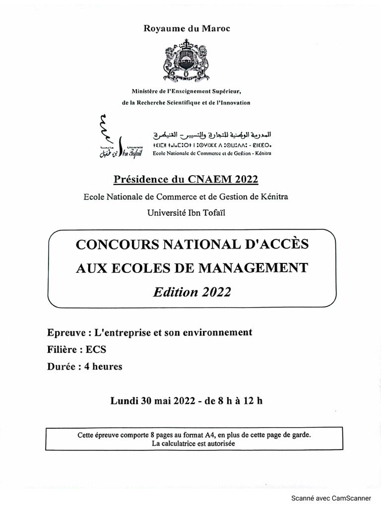 CNAEM 2022 E-Se Et Son Environnement | PDF