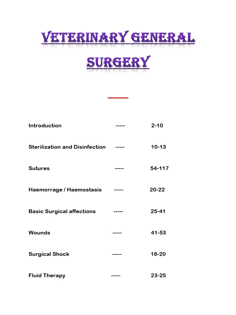 Veterinary General Surgery Note | PDF | Shock (Circulatory ...