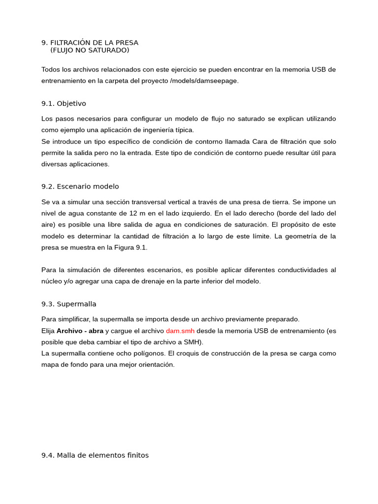 Filtracion de Presas Feflow | PDF | Método de elementos finitos | Simulación