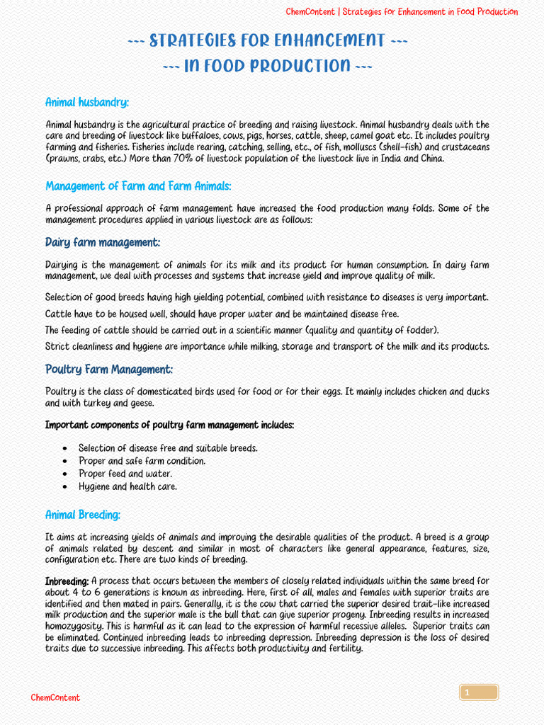 9.strategies For Enhancement in Food Production | PDF | Inbreeding ...