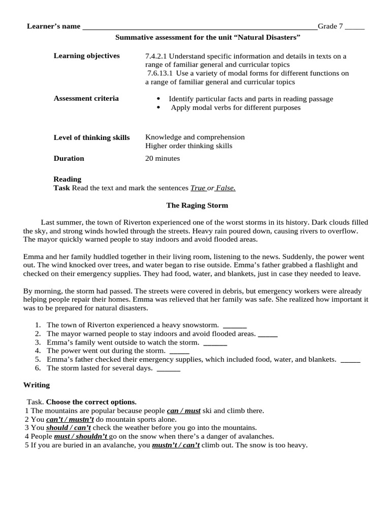 7_SOR_2 term 3 MSA | PDF | Storms | Reading Comprehension