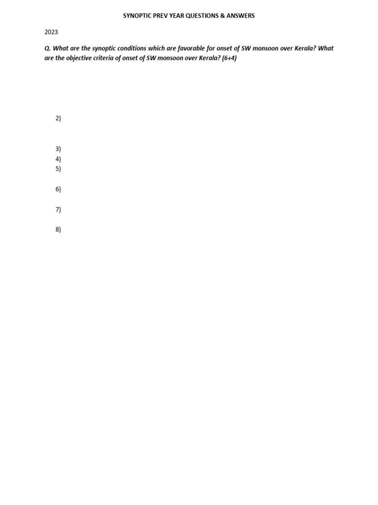 Synoptic Conditions for SW Monsoon Kerala | PDF | Tropical Cyclones | Atmospheric Circulation