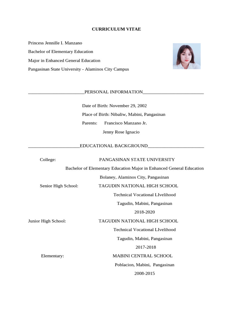 CURRICULUM-VITAE - Princess-1 | PDF