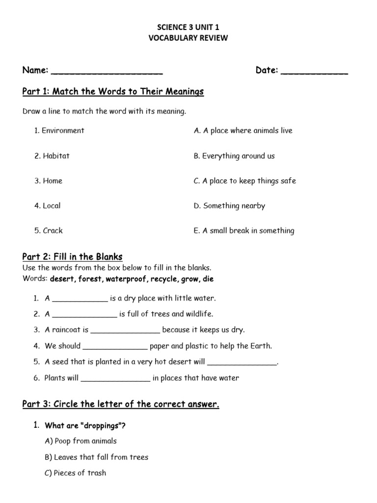 G2 Science 3 Unit 1 | PDF