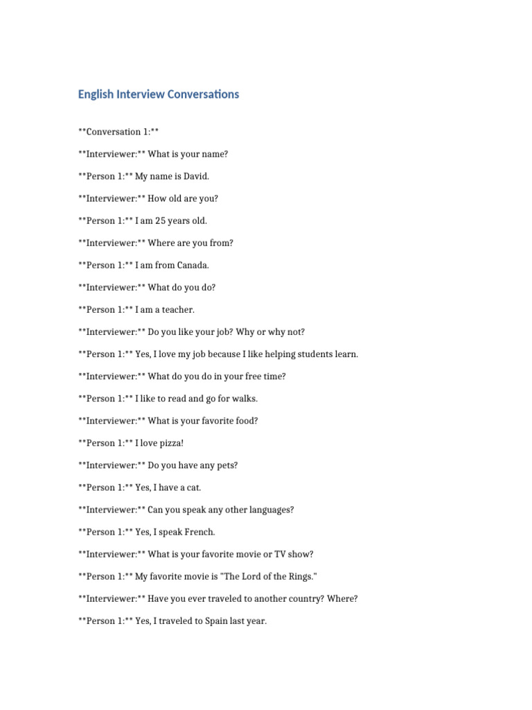 English_Interview_Conversations | PDF