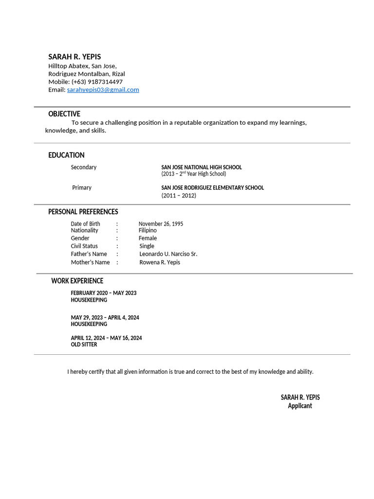 CV_SARAH YEPIS | PDF