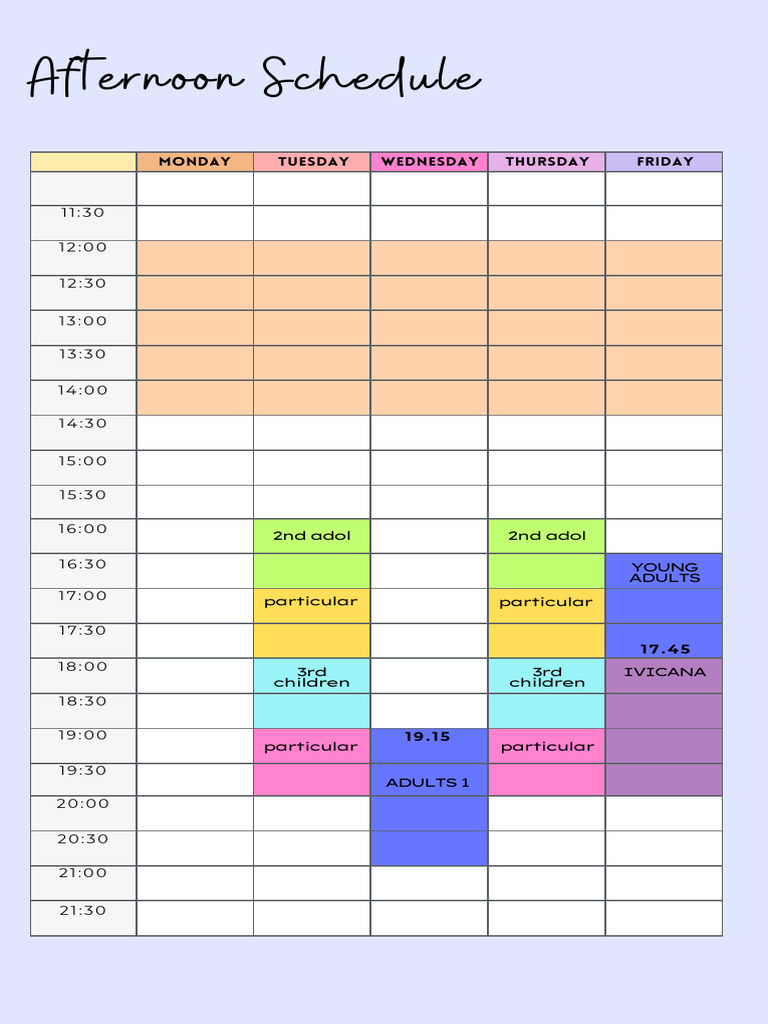 Class Schedule Pdf