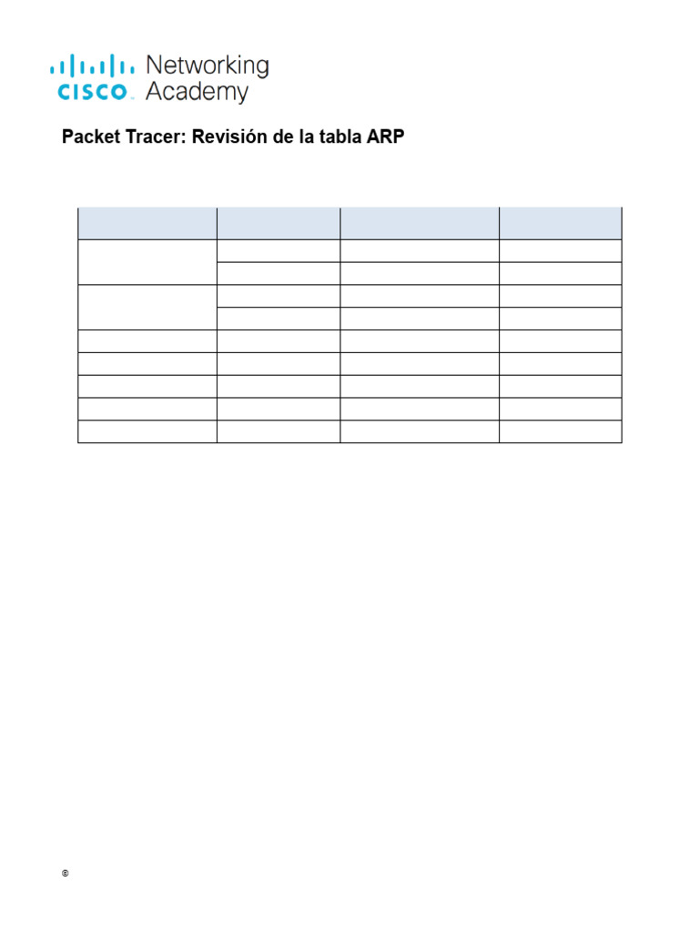 9.2.9 Packet Tracer - Examine The ARP Table - JPSA | PDF | Conmutador de red | Transmisión de datos