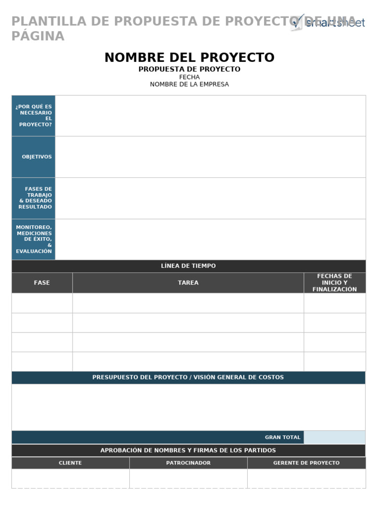 IC One Page Project Proposal Template WORD ES | PDF