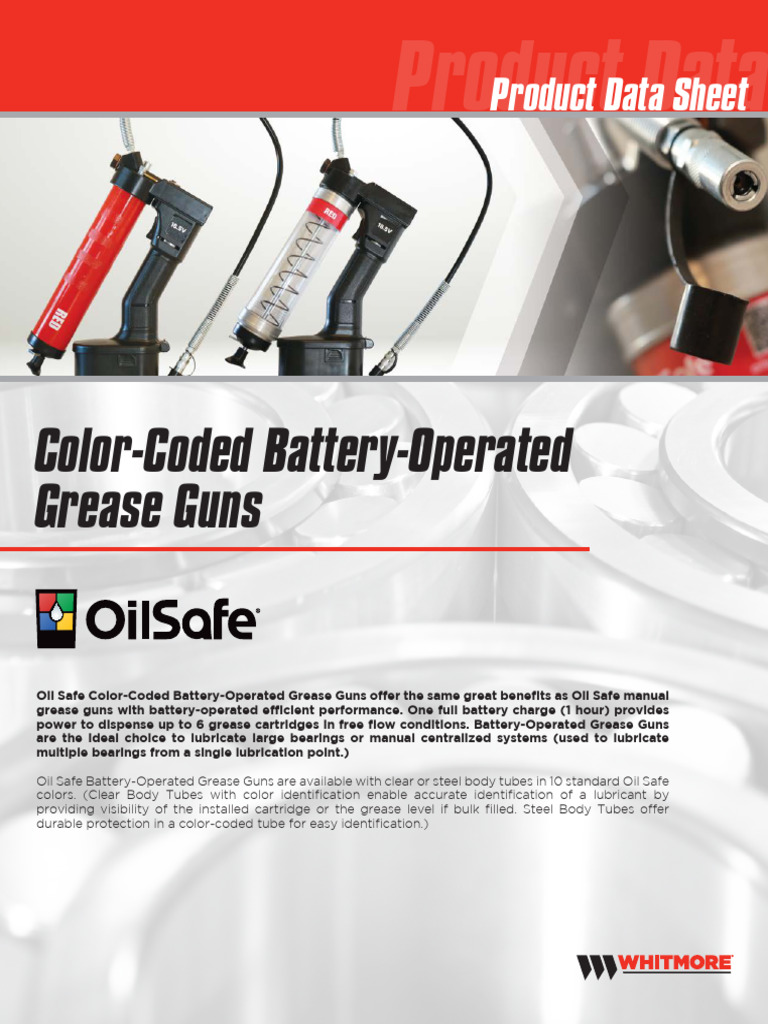 OILSAFE Battery Operated Grease Guns PDS English | PDF | Bearing ...