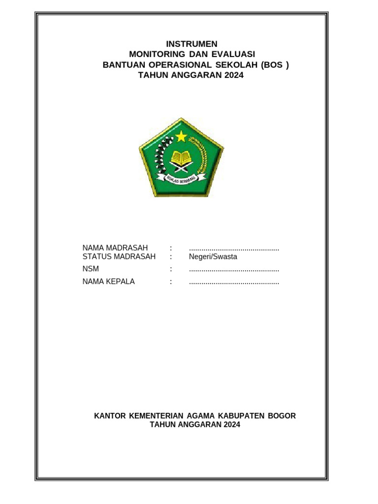 Instrumen Monev Bos Ta 2024 | PDF