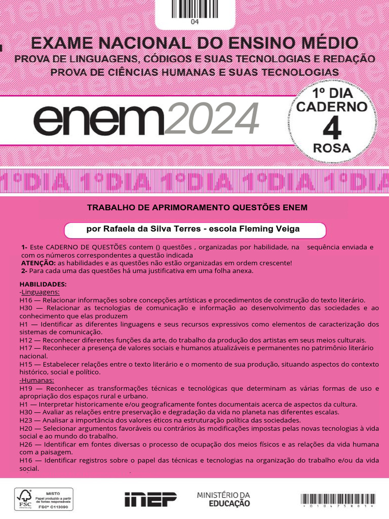 Capa Enem 2024 trabalho | PDF | Isaac Newton