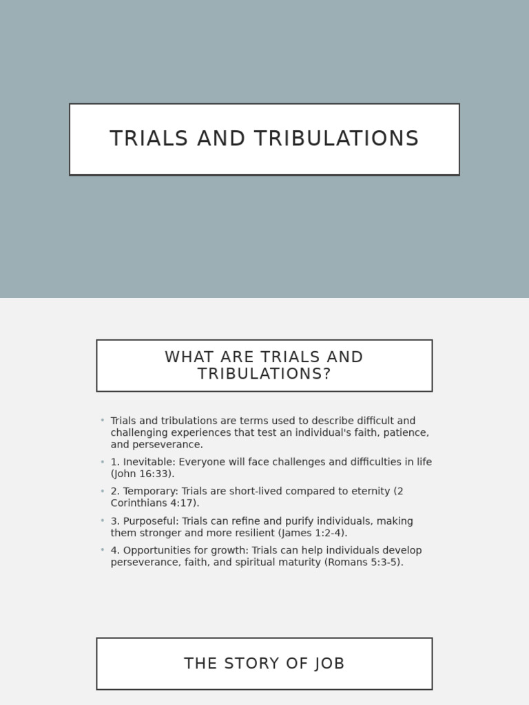 Trials and Tribulations | PDF | Theology | Christian Belief And Doctrine