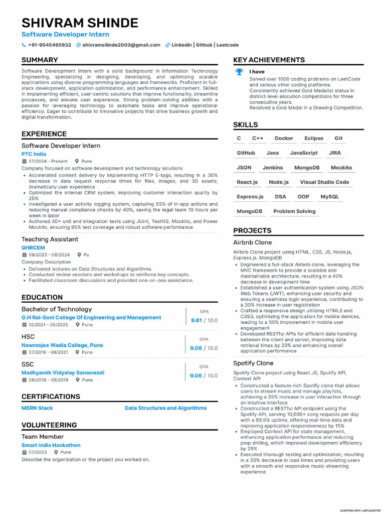 Shivram Shinde Resume | PDF