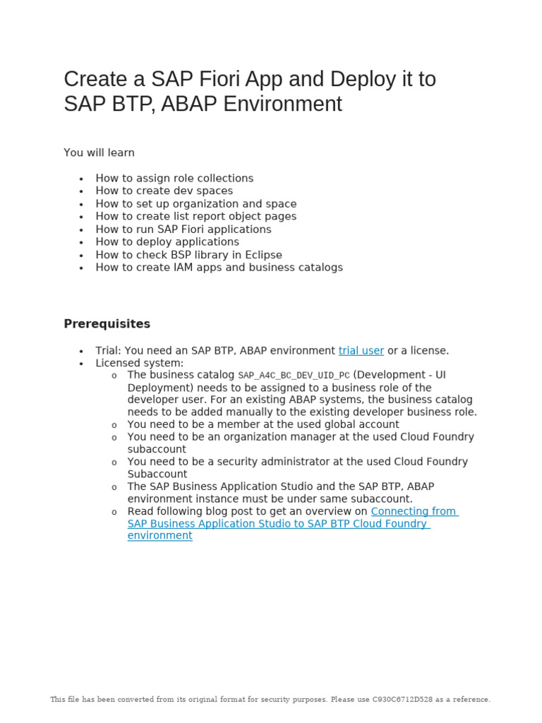 Create A SAP Fiori App and Deploy It To SAP BTP, ABAP Environment | PDF | Computing Platforms ...