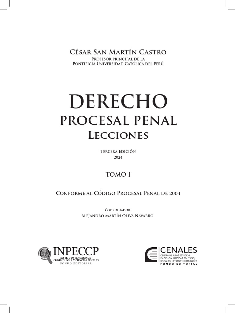(Índice) Derecho Procesal Penal Penal, Lecciones | PDF | Ley procesal | Jurisdicción