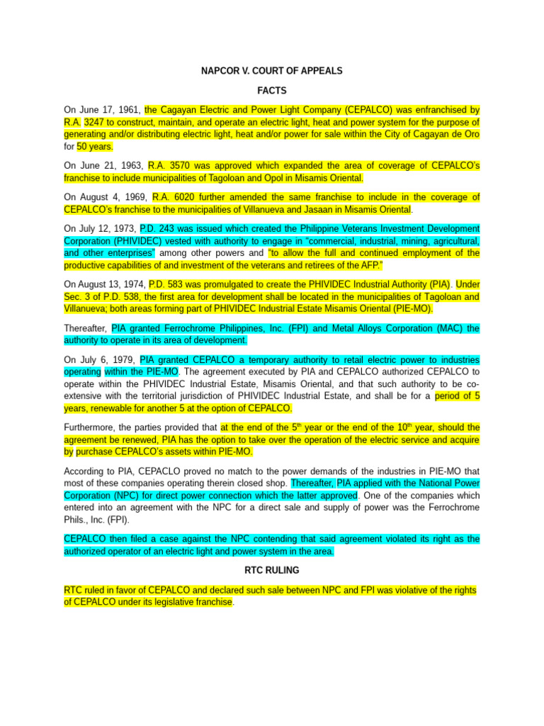 Napcor v. Court of Appeals | PDF | Franchising | Public Utility