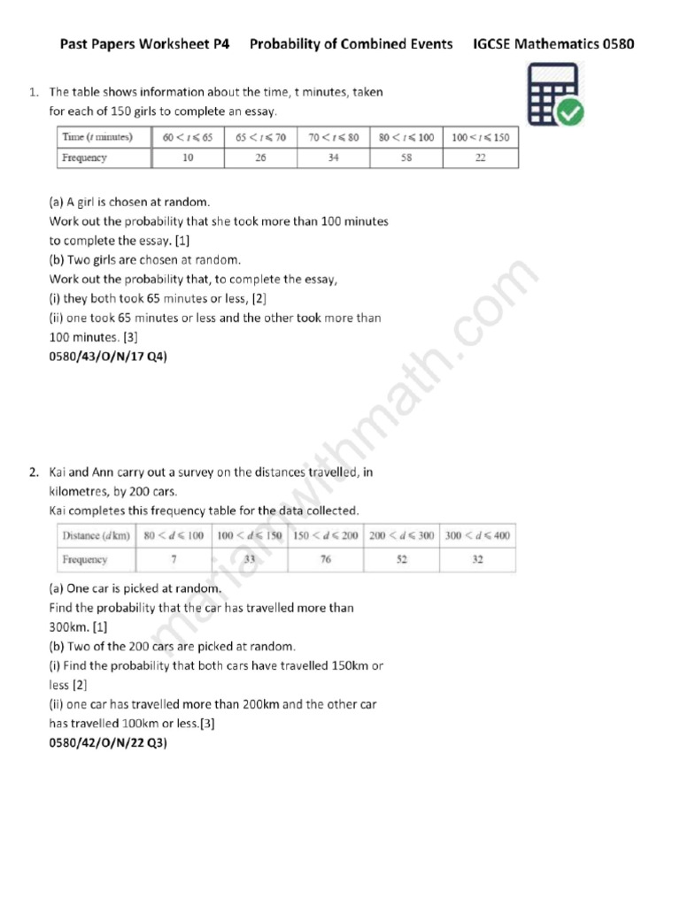 46 (C) Probability of Combined Events P4 | PDF