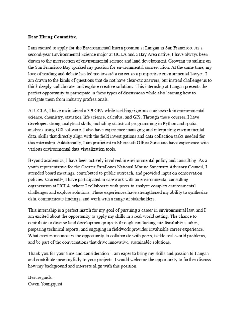 Langan Cover Letter Final | PDF | Geographic Information System | Science