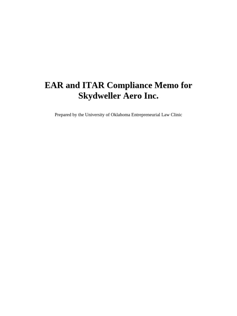 ITAR Memo For Aviation Company | PDF | Unmanned Aerial Vehicle