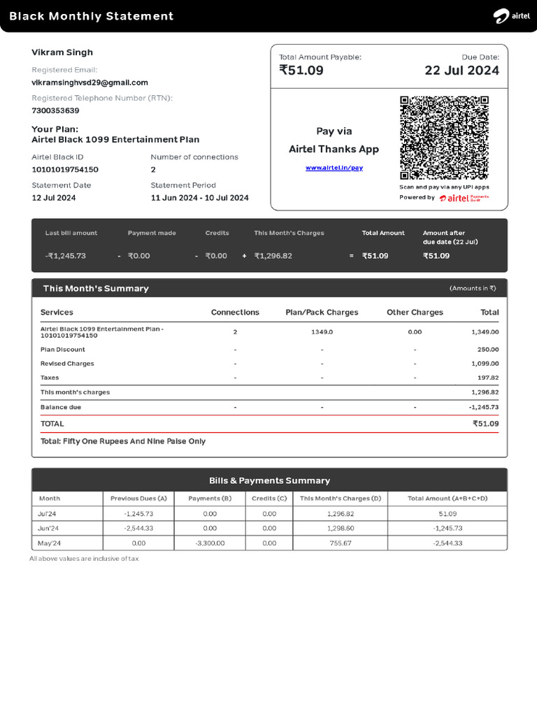 July Wifi Bill | PDF