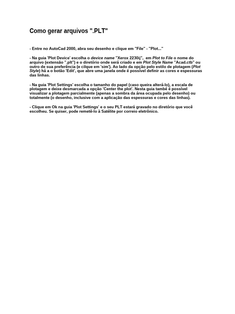 Como Gerar Arquivos PLT | PDF