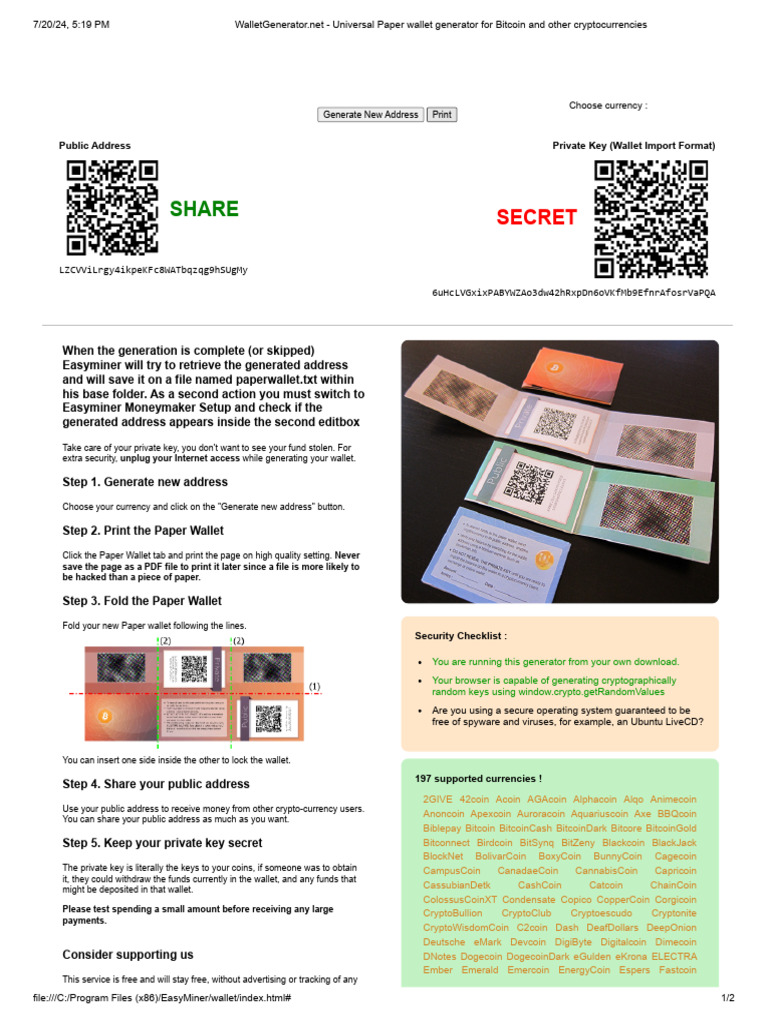 Universal Paper Wallet Generator For Bitcoin and Other Cryptocurrencies ...