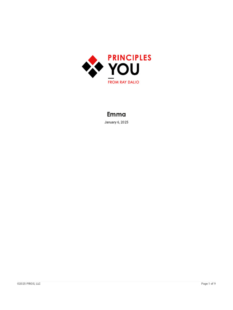 Emma Rogers - PrinciplesYou Assessment | PDF | Feeling | Motivational
