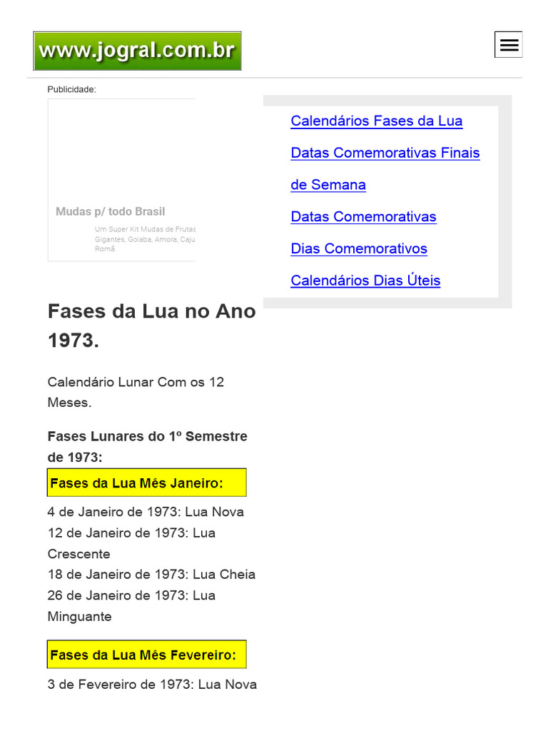 Fases Da Lua | PDF | Lua | Calendário