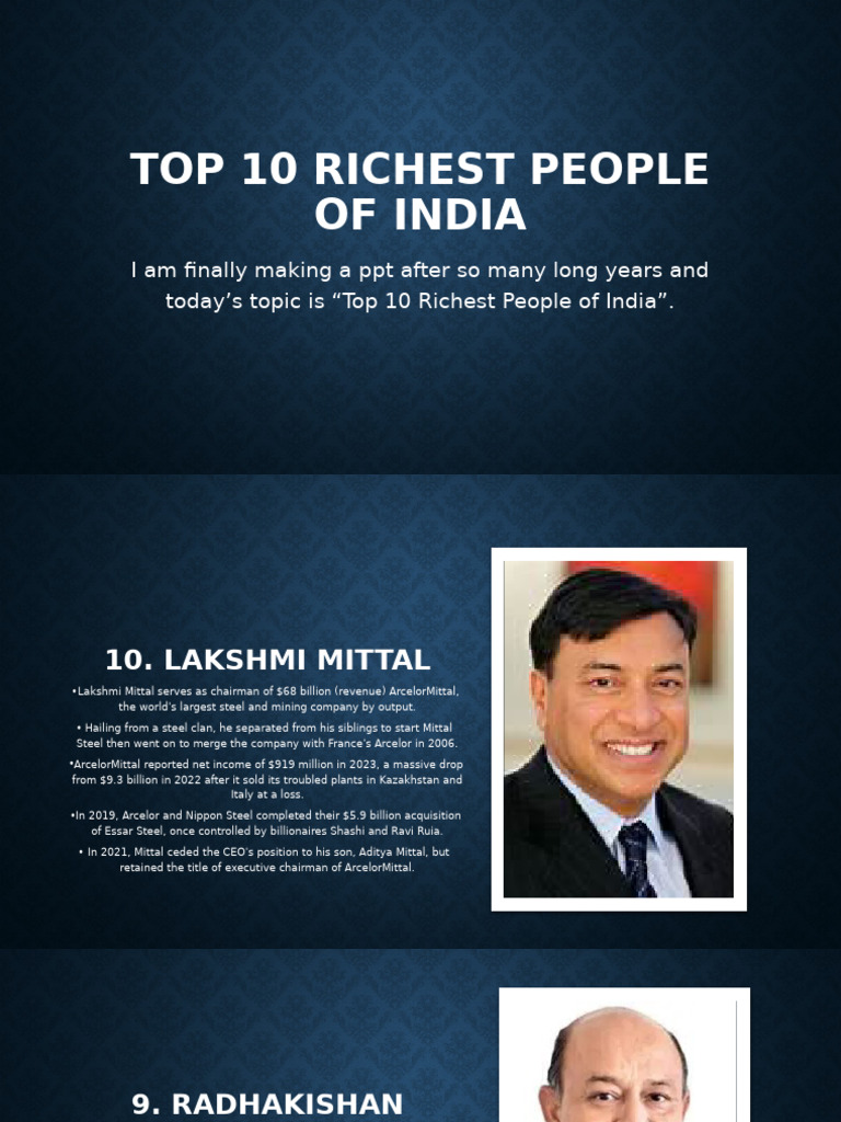 Top 10 Richest People in India 2024 | PDF