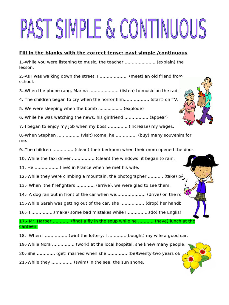 Past Simple and Past Continuous Tenses Tests - 107720 | PDF